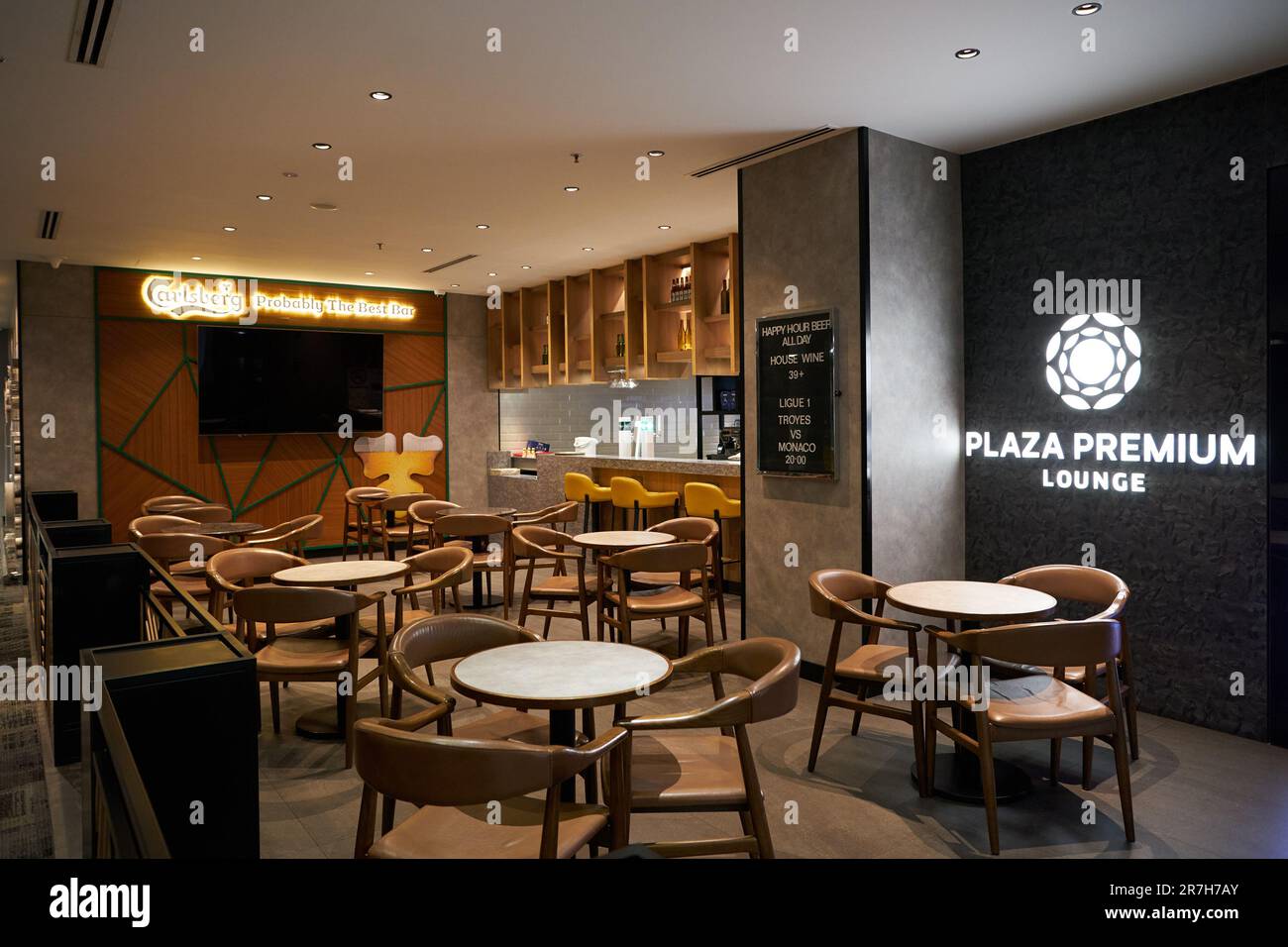 KUALA LUMPUR, MALAYSIA - CIRCA MARCH, 2023: seats at Plaza Premium ...