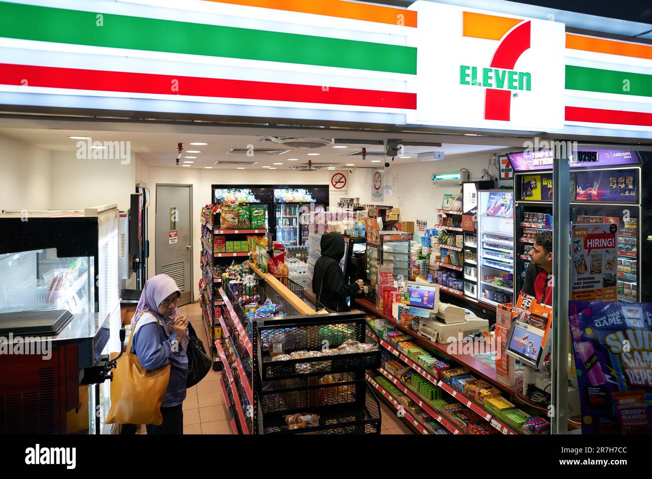 KUALA LUMPUR, MALAYSIA - CIRCA MARCH, 2023: 7-eleven sign over ...