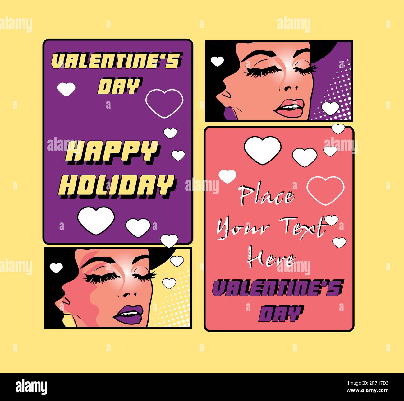 valentine's day banners or cards Pop art retro style Stock Vector Image ...