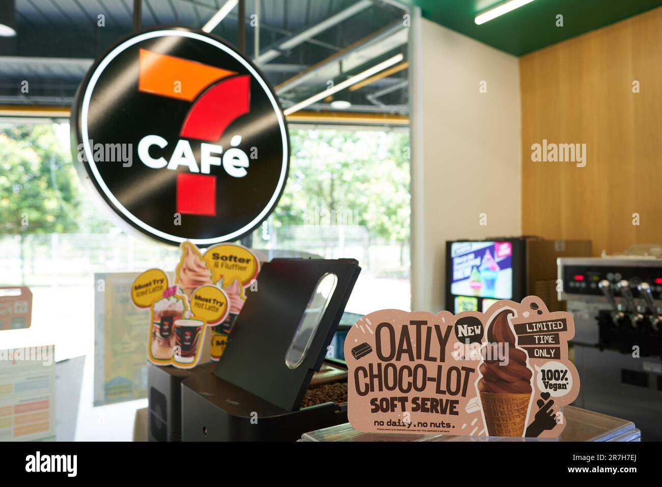 KUALA LUMPUR, MALAYSIA - CIRCA MARCH, 2023: 7 Cafe sign seen at 7-eleven store Stock Photo - Alamy