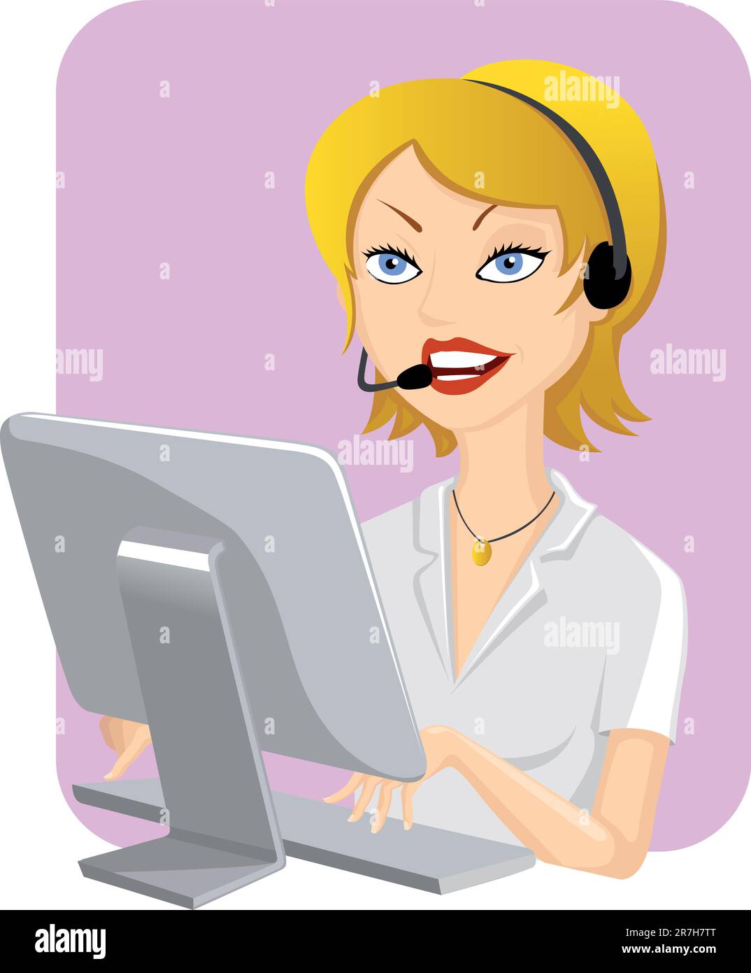 Illustration of smiling girl to the call center Stock Vector Image ...