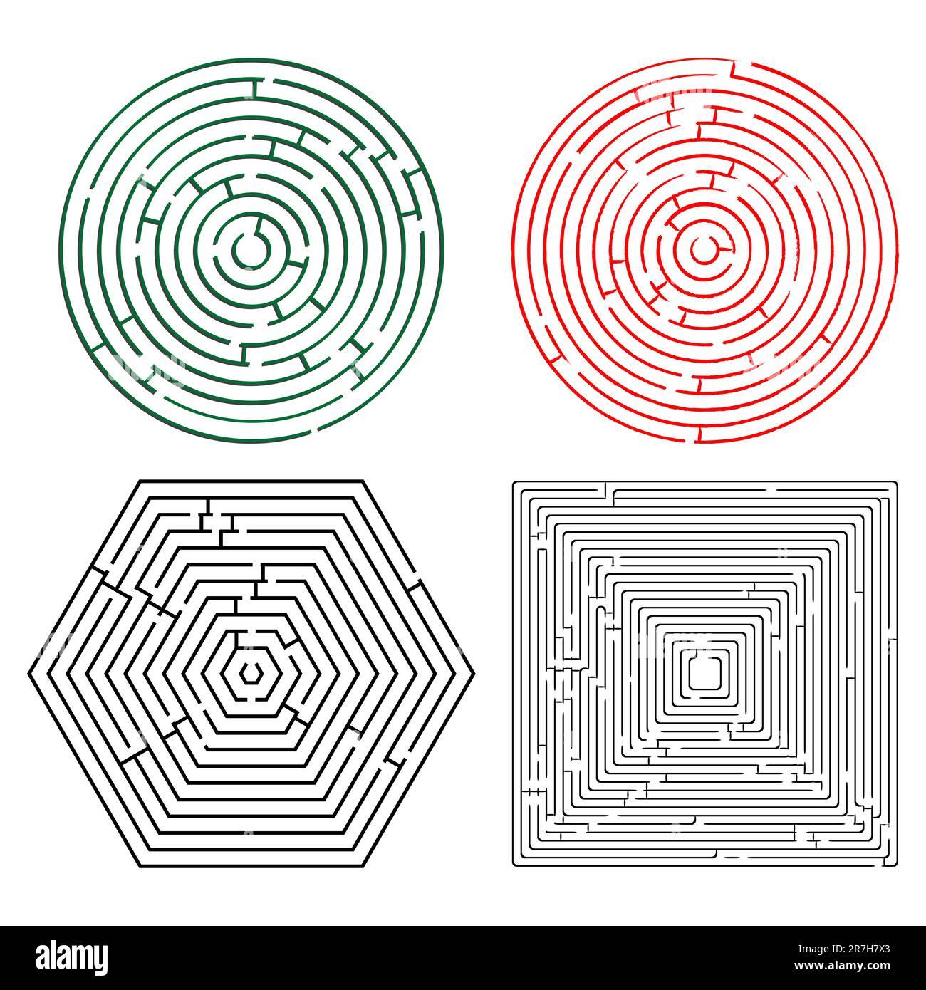 printable mazes collection against white background, abstract vector art illustration Stock ...