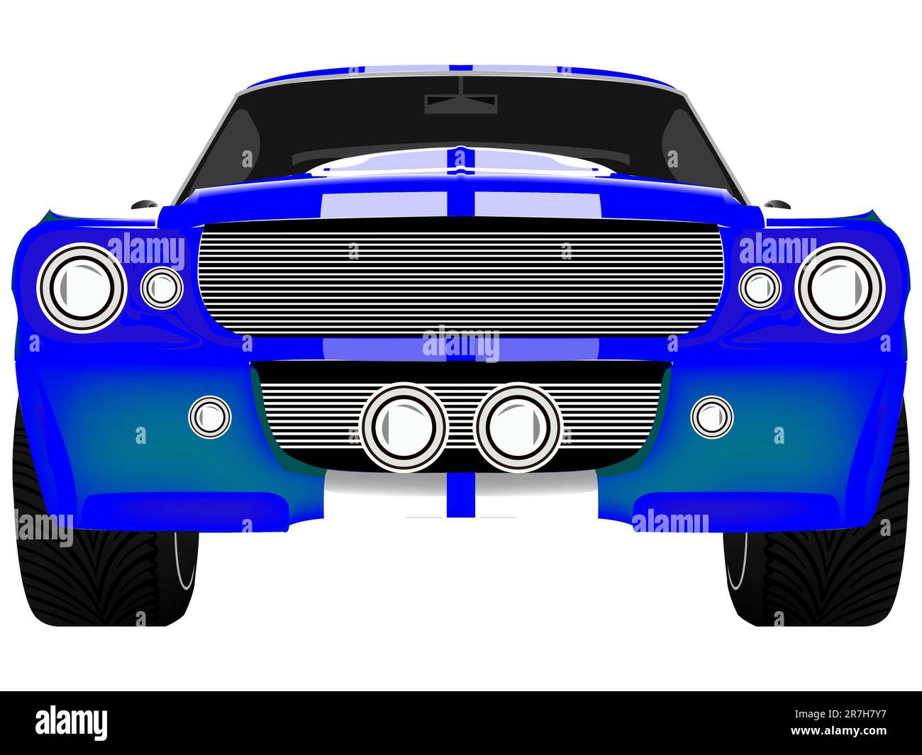 blue sport car front isolated on white, abstract art illustration Stock ...