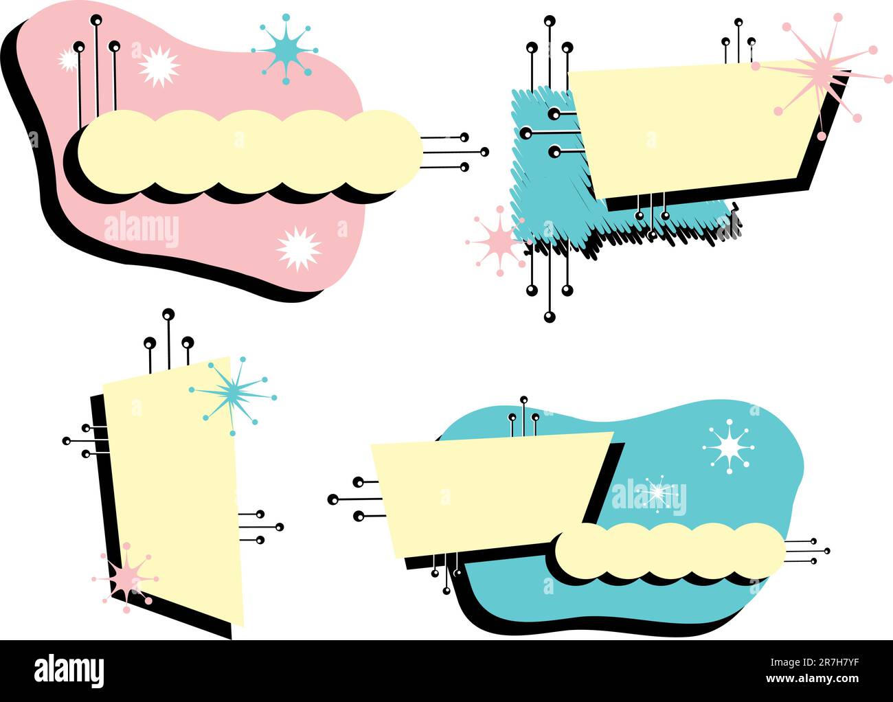 Collection of cute retro frames stars and abstract background Stock ...