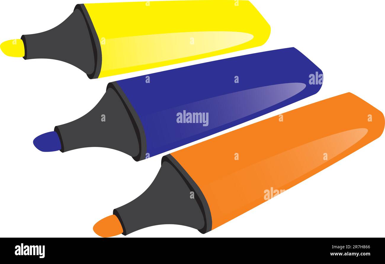 Office markers. Markers for drawing. Office accessories Stock Vector ...