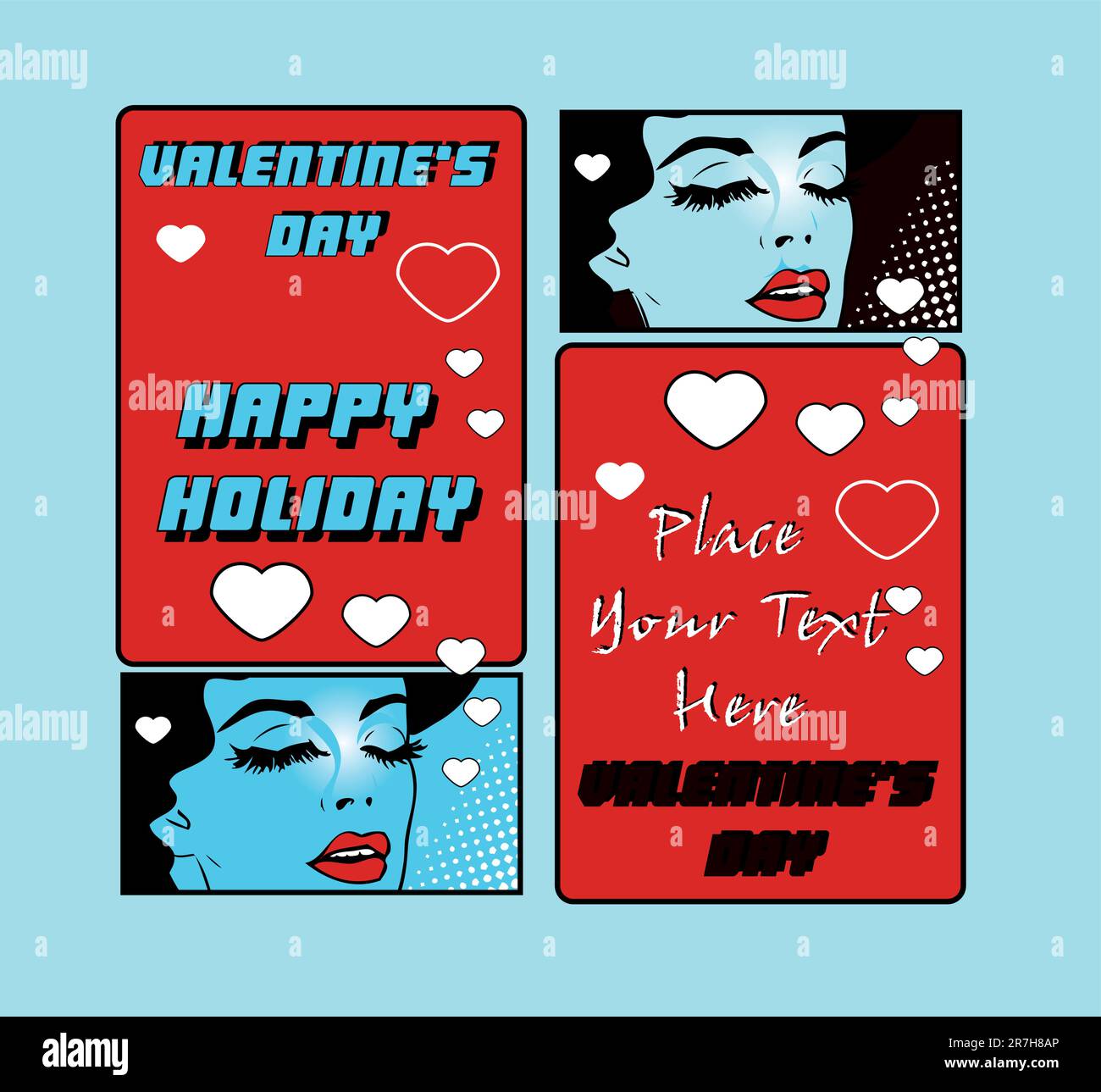 valentine's day banners or cards Pop art retro style Stock Vector Image ...