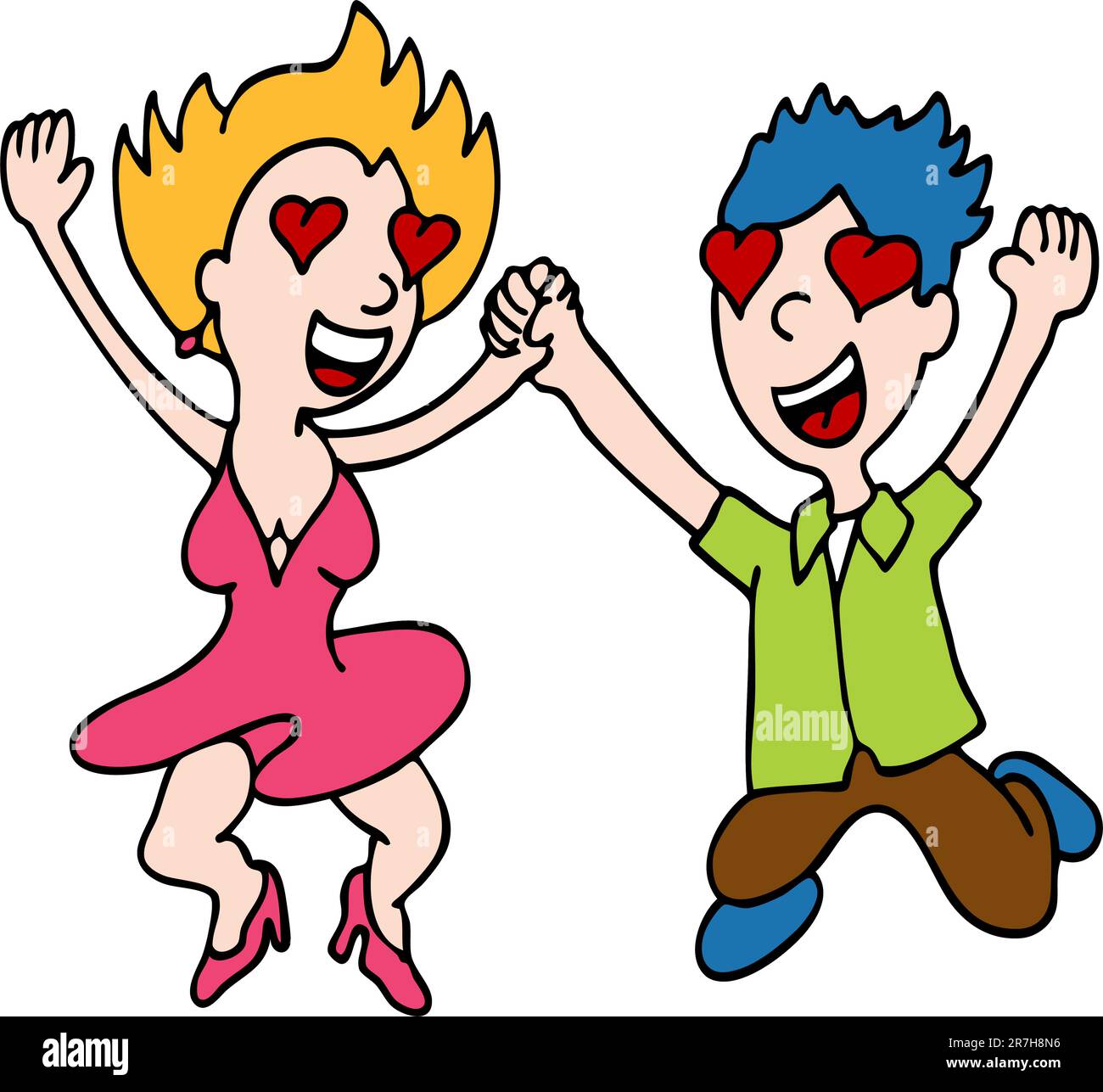 An image of a couple in love jumping for joy Stock Vector Image & Art ...