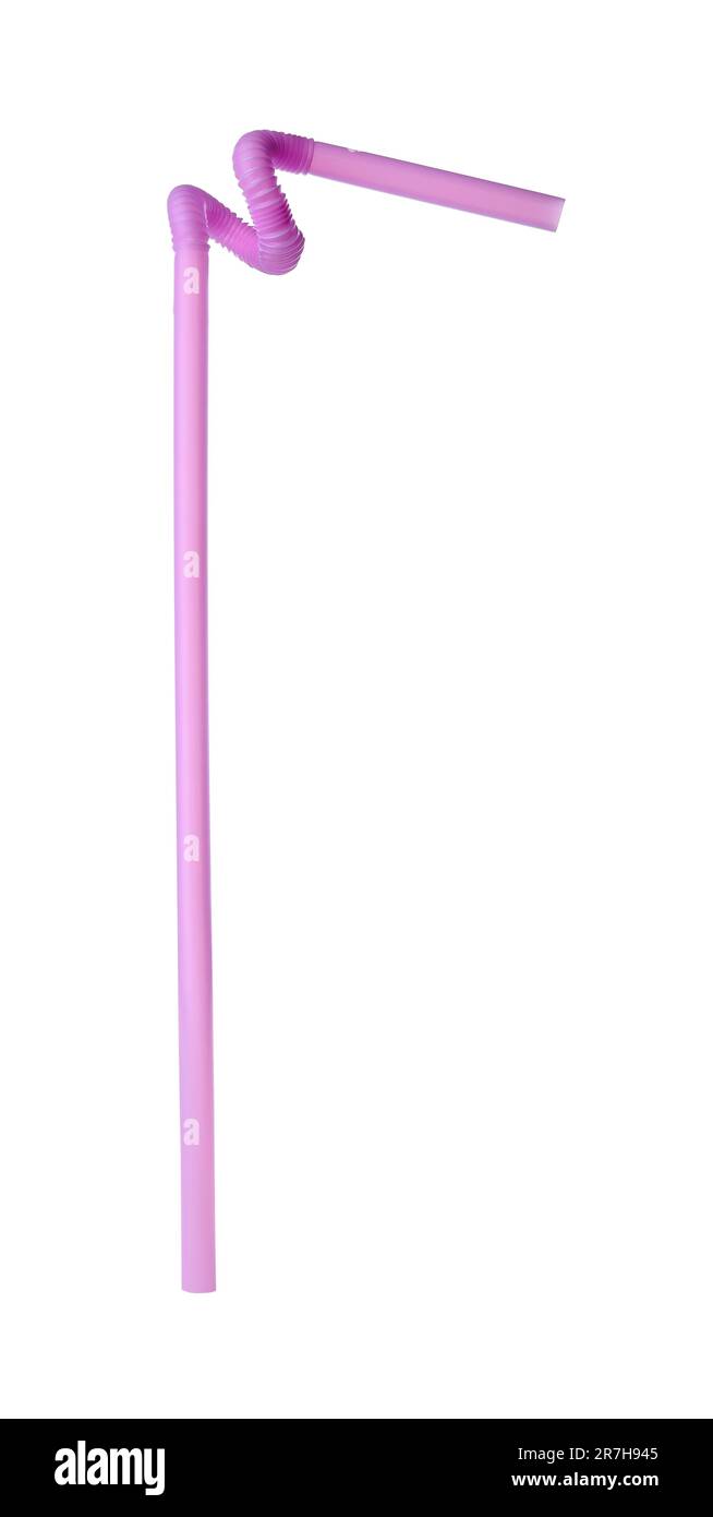 Light purple plastic cocktail straw isolated on white Stock Photo - Alamy