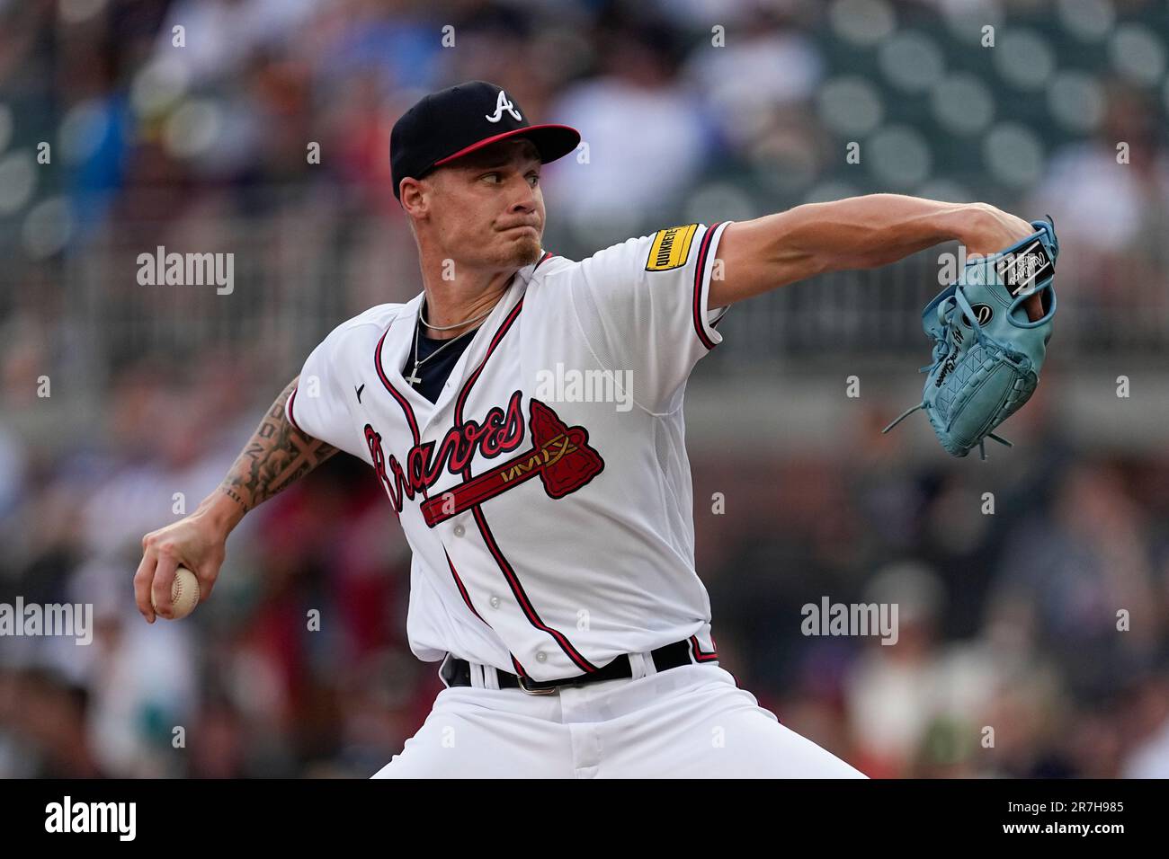 Atlanta Braves starting pitcher AJ Smith-Shawver delivers during the ...
