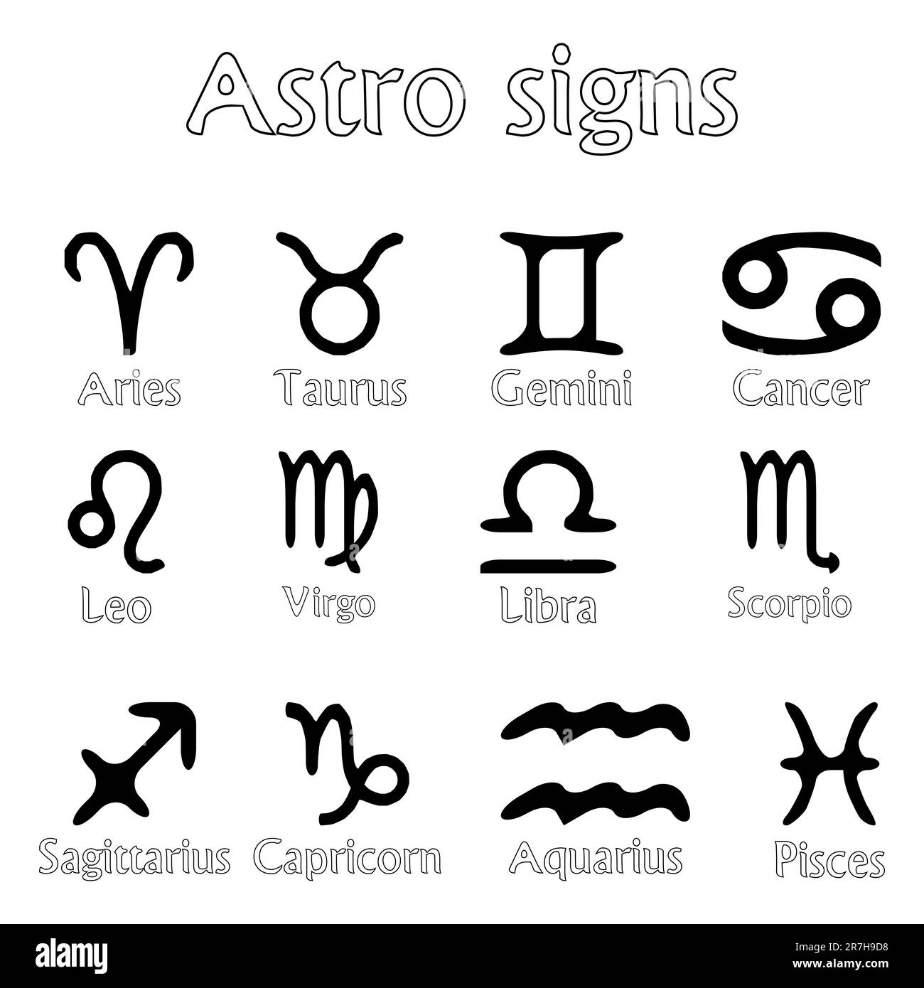astro signs isolated on white background, abstract vector art ...
