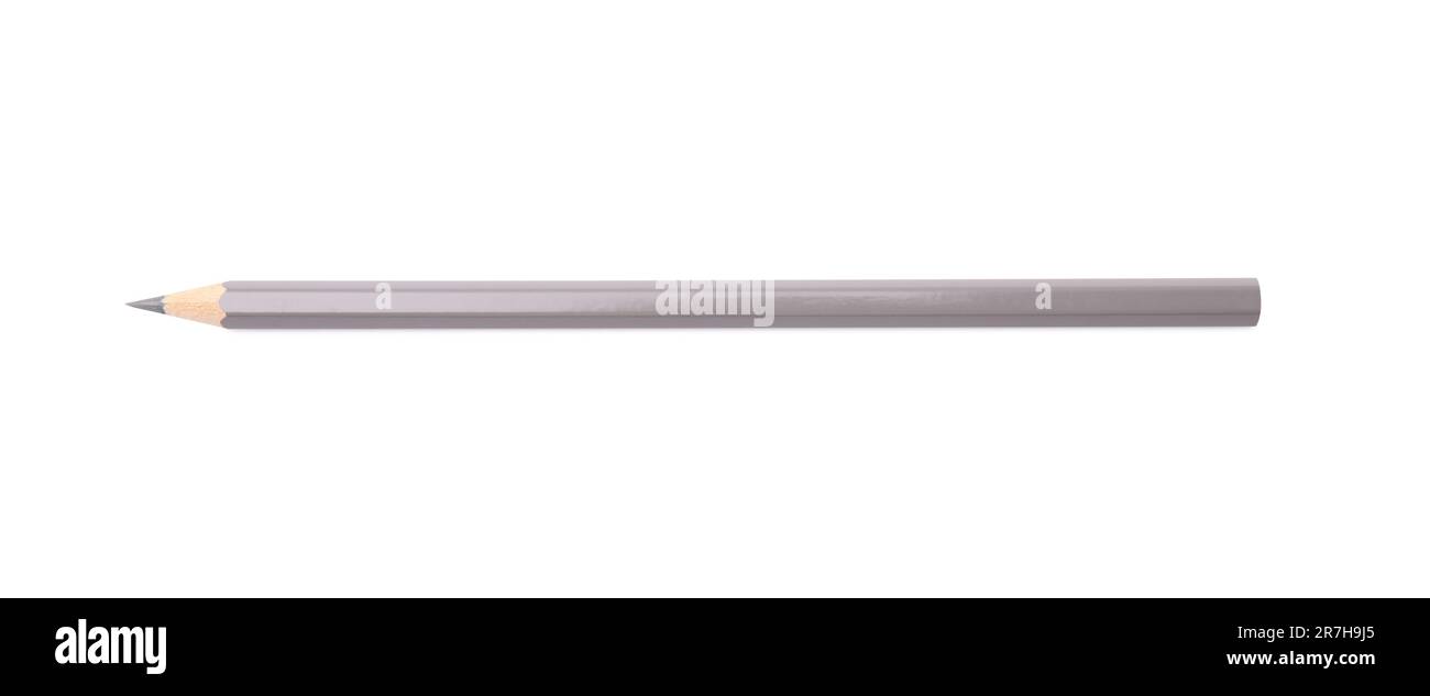 New grey wooden pencil isolated on white Stock Photo - Alamy