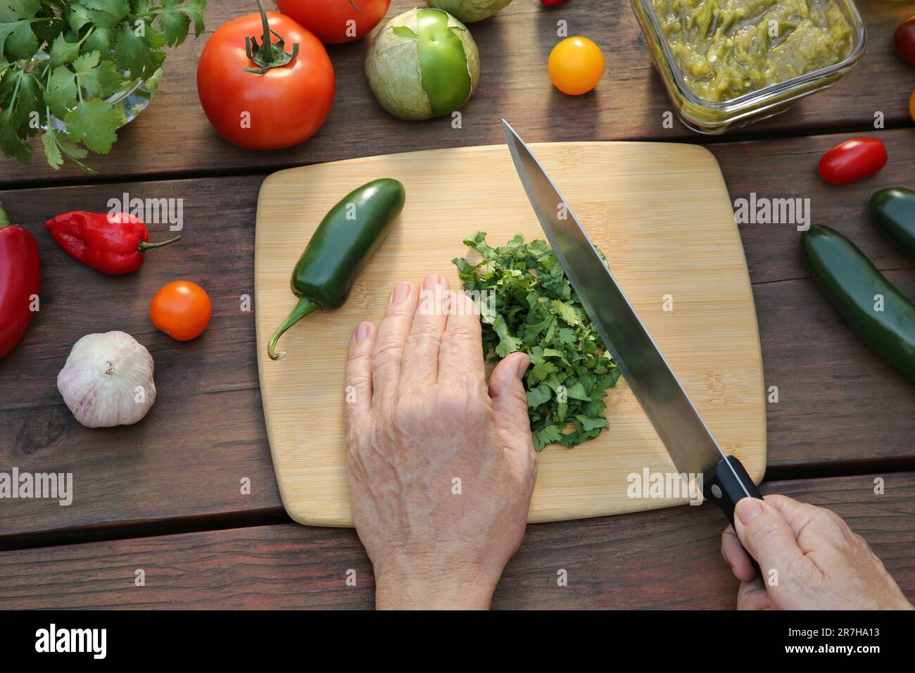 Salsa recipe woman cutting hi-res stock photography and images - Alamy