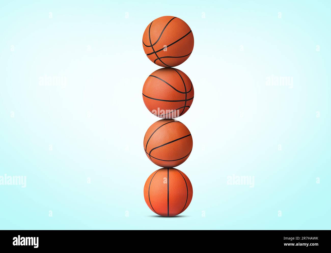 Stack of basketball balls on light blue background Stock Photo - Alamy