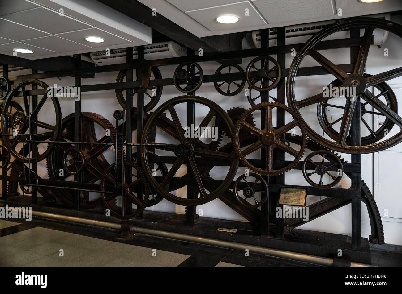 A set of retired gears and pulleys of older Sugarloaf cable car ...