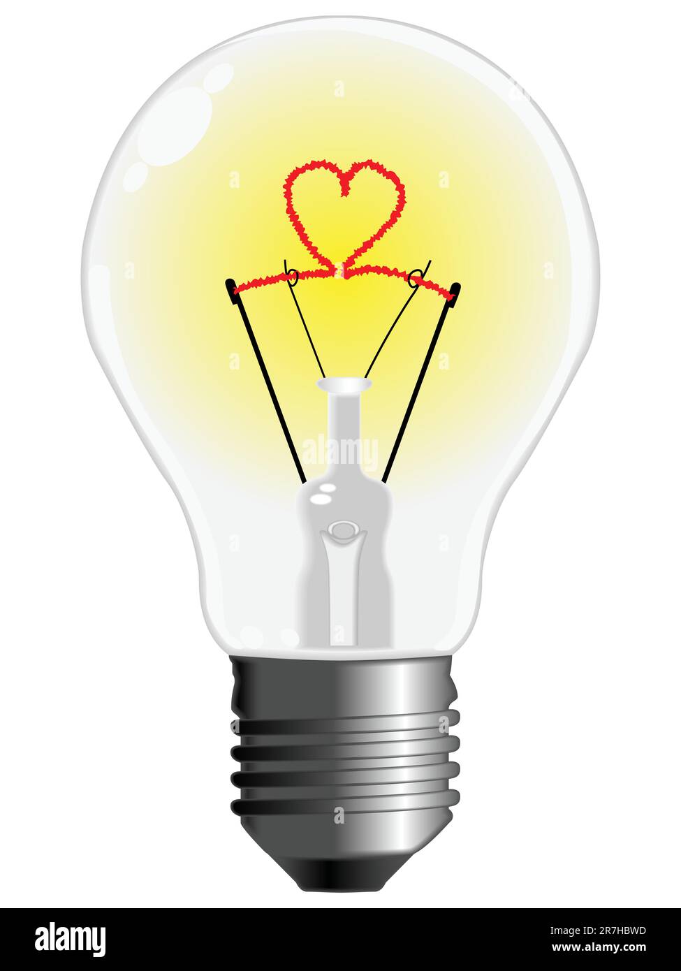 light bulb with heart against white background, abstract vector art ...