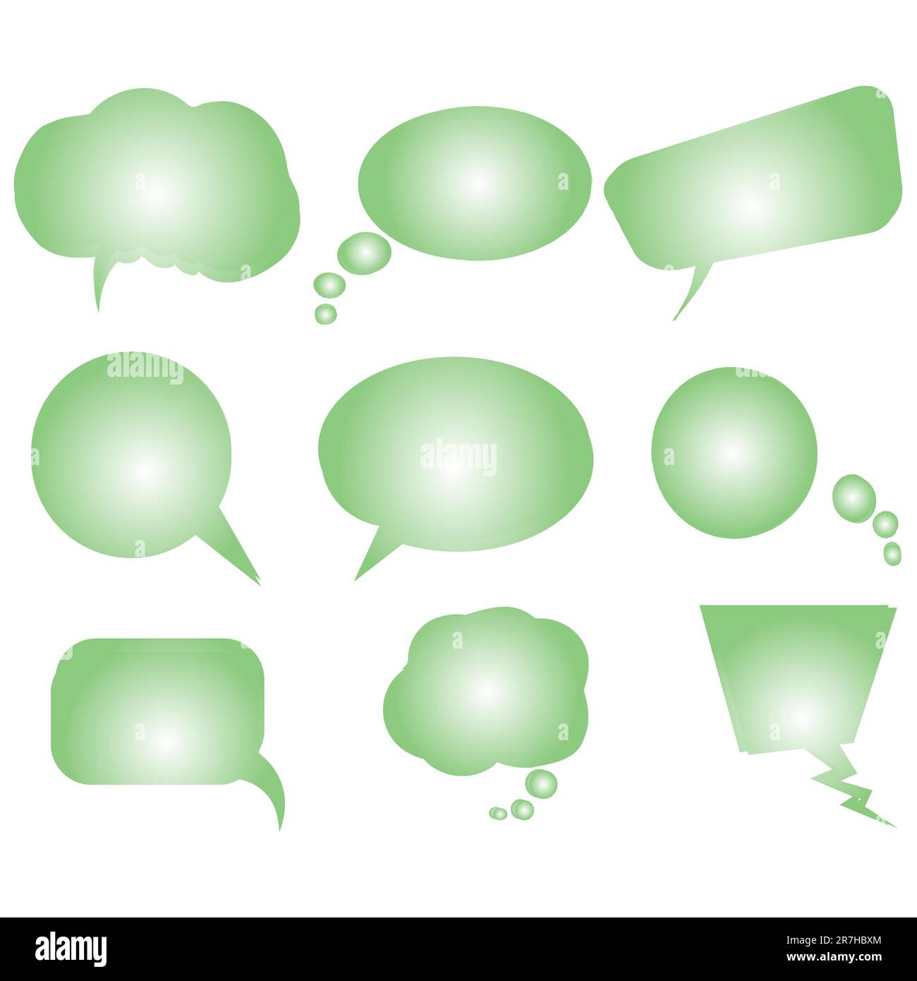collection of green stylized text bubbles, vector art illustration ...