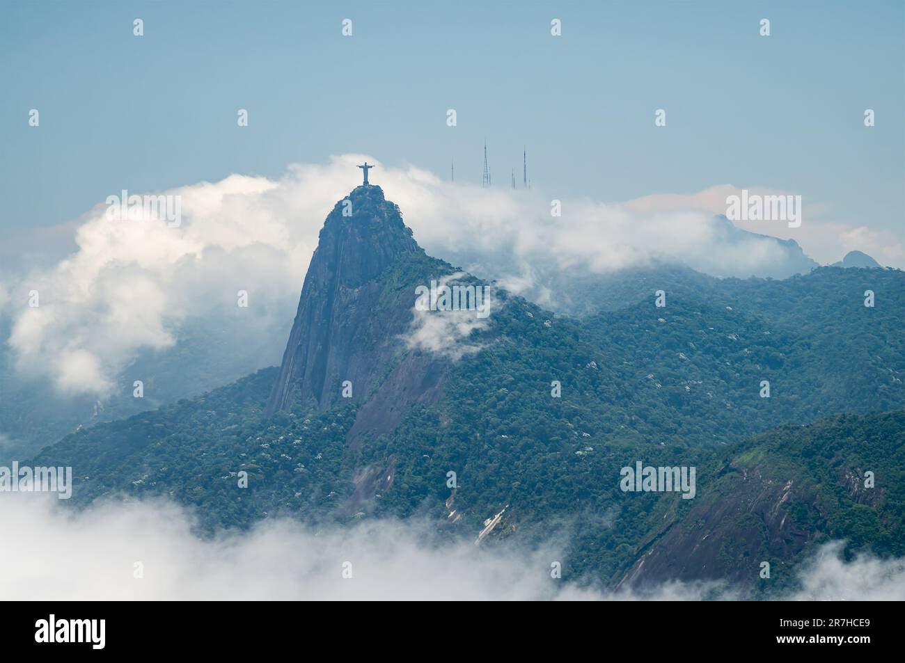 Distant view of Corcovado mountain (hunchback), home of Christ the ...