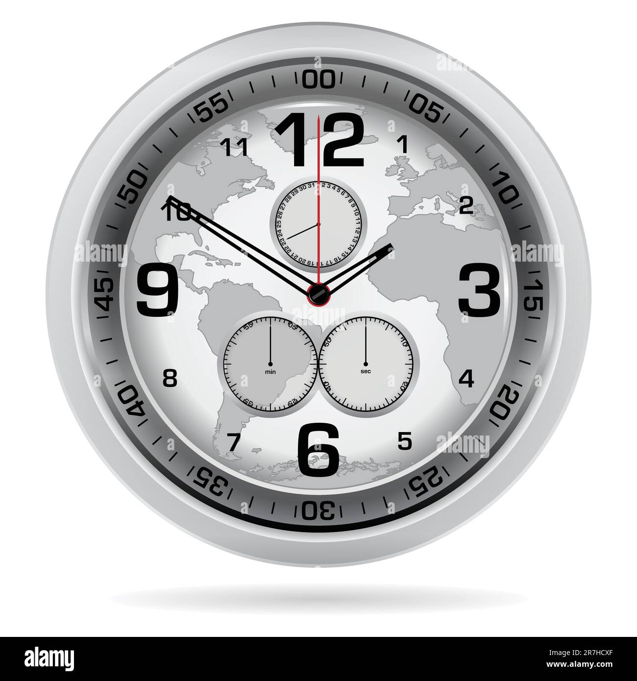 Silver World Clock Stock Vector Image & Art - Alamy