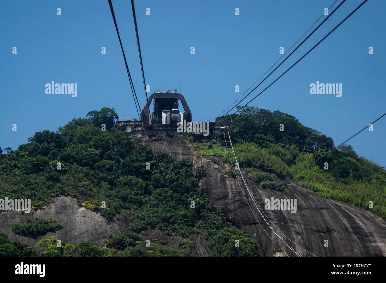 One of Sugarloaf cable car stations on the top of Urca hill with ...