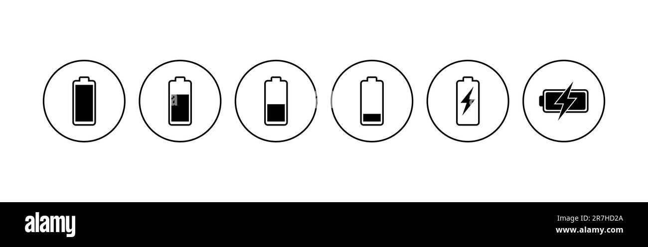 Battery icon set. battery charge level. battery Charging icon Stock ...