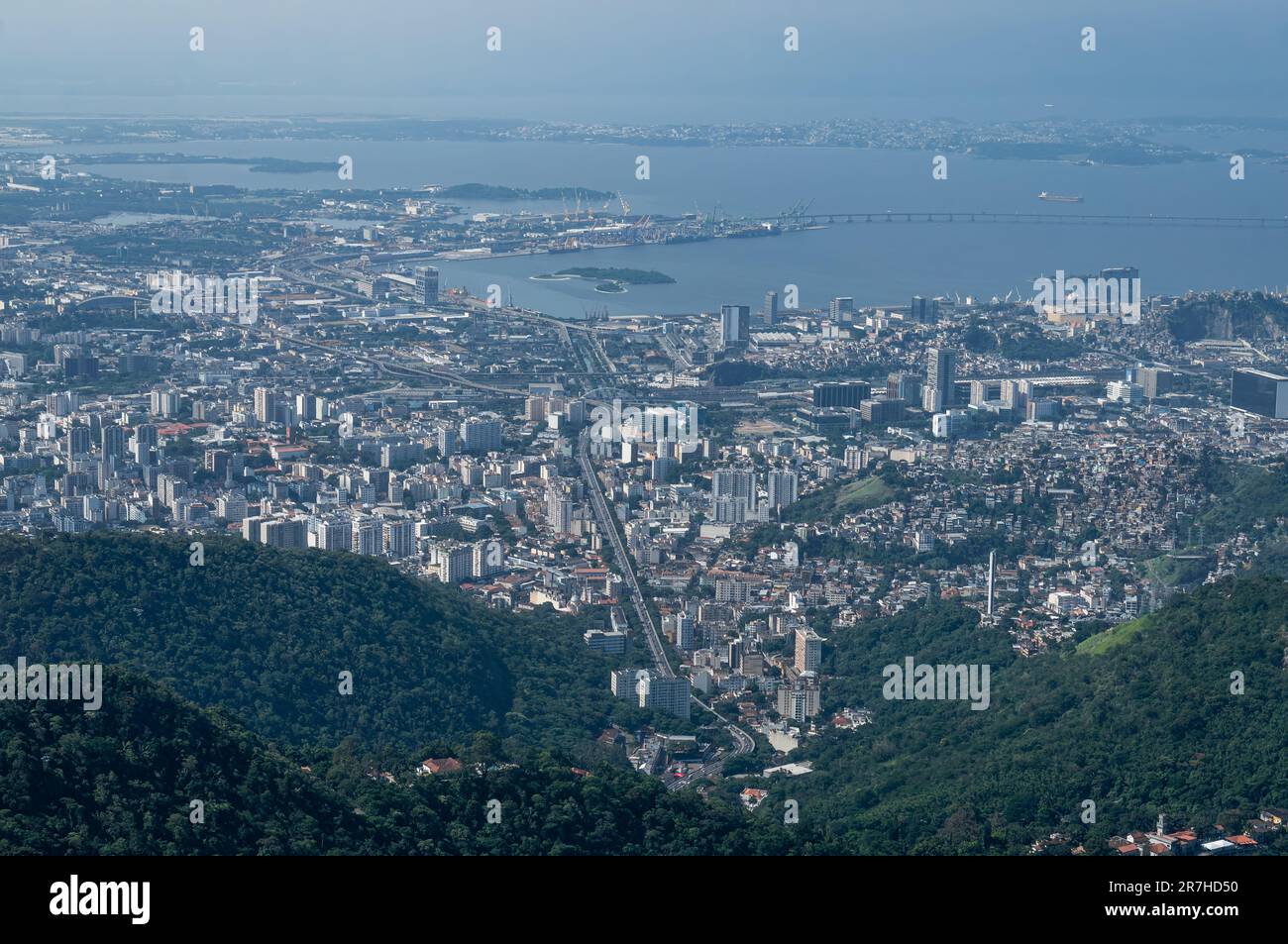 Aerial view of dense Rio Comprido, Tijuca, Cidade Nova and other ...