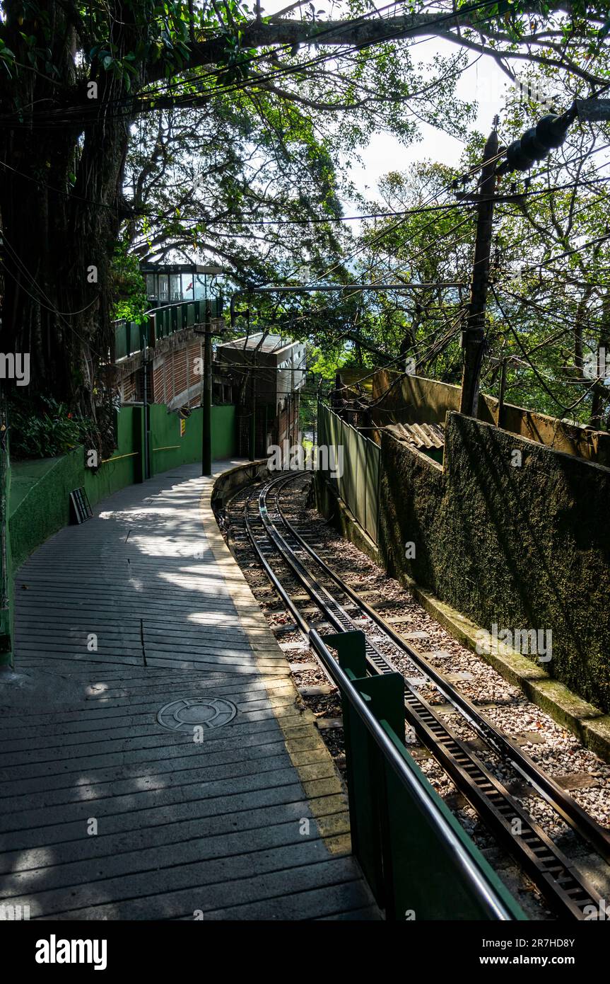 The empty curved platform of Corcovado Rack Railway Cristo Redentor ...