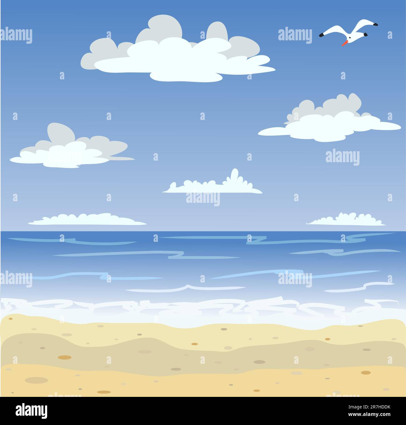 Vector illustration of sunny sea beach and blue sky Stock Vector Image ...