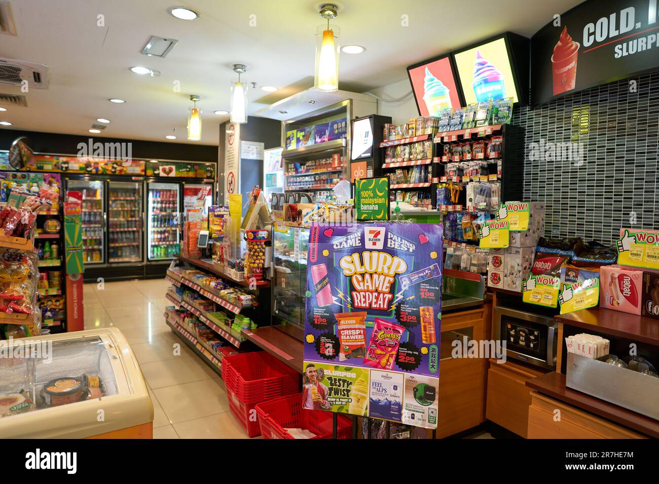 KUALA LUMPUR, MALAYSIA - CIRCA MARCH, 2023: inside 7-Eleven convenience store in Kuala Lumpur. 7 ...