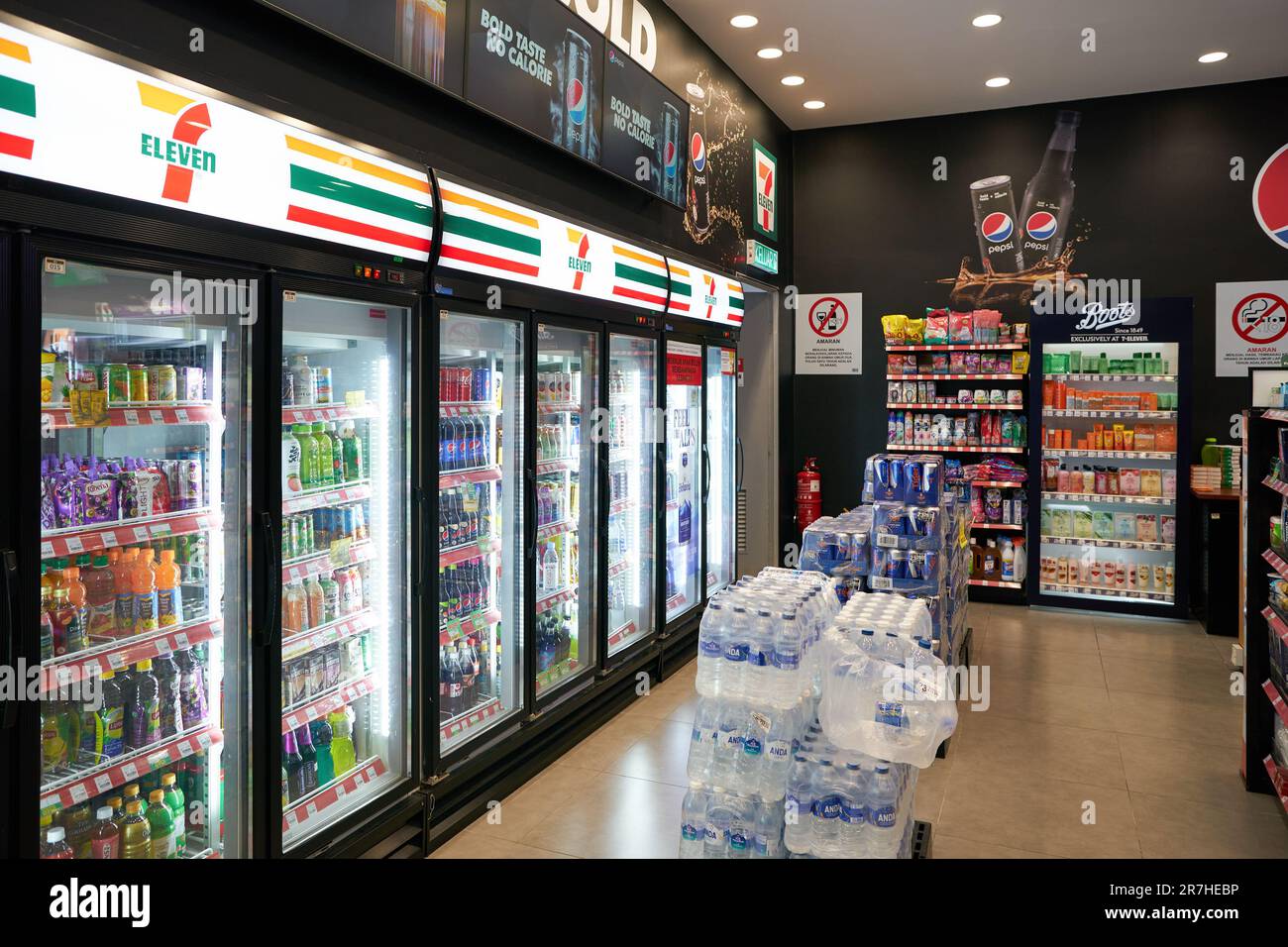 KUALA LUMPUR, MALAYSIA - CIRCA MARCH, 2023: interior shot of 7-eleven ...