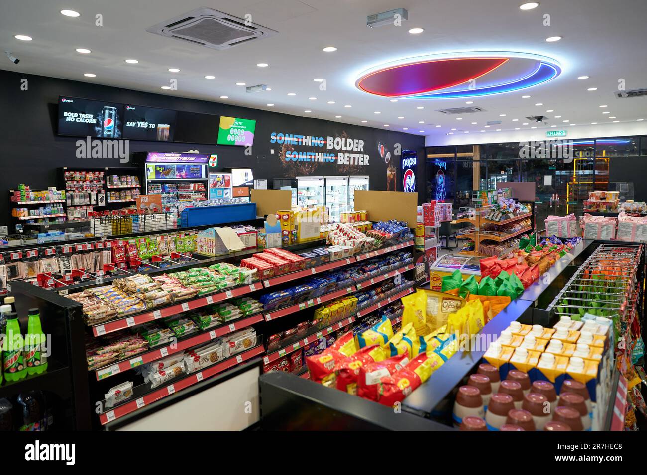 KUALA LUMPUR, MALAYSIA - CIRCA MARCH, 2023: interior shot of 7-eleven ...