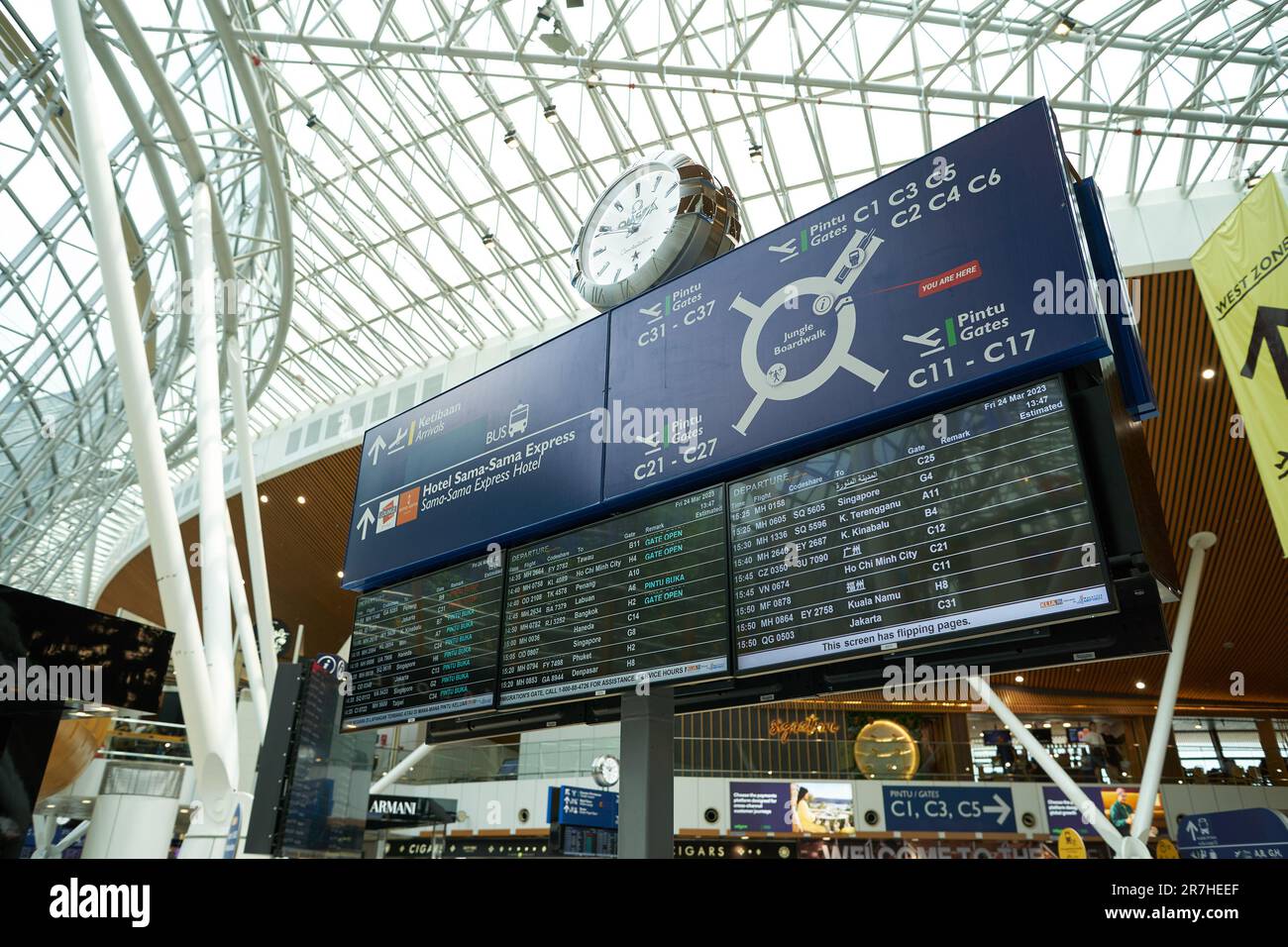 KUALA LUMPUR, MALAYSIA - CIRCA MARCH, 2023: flight information display ...