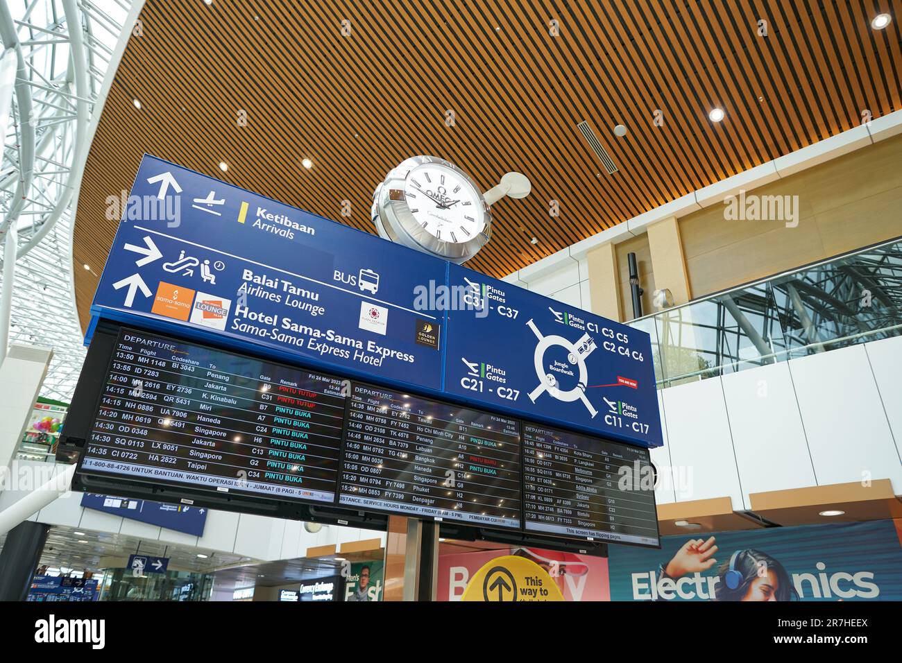 KUALA LUMPUR, MALAYSIA - CIRCA MARCH, 2023: flight information display ...