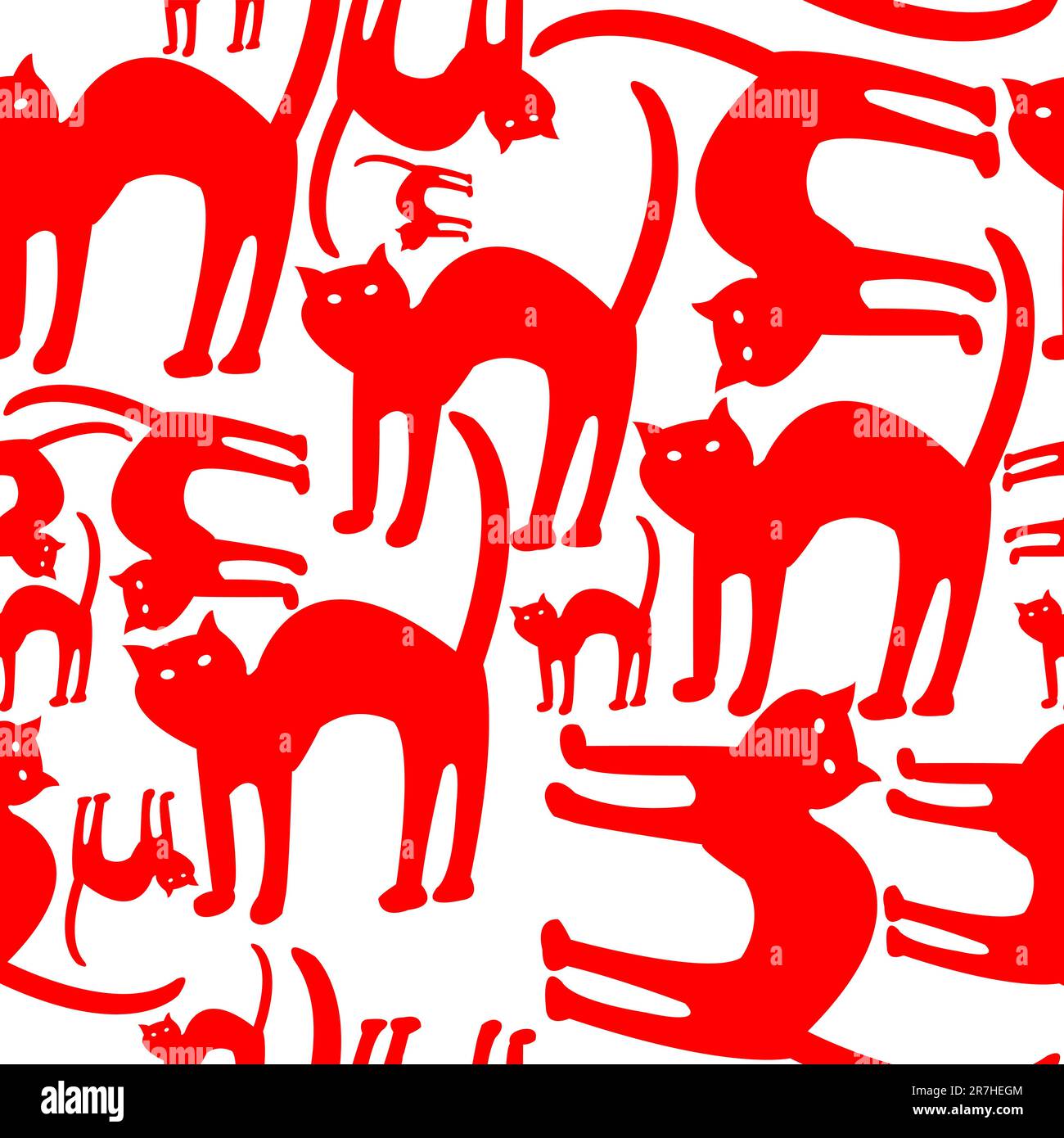 red cats pattern isolated on white, vector art illustration Stock ...