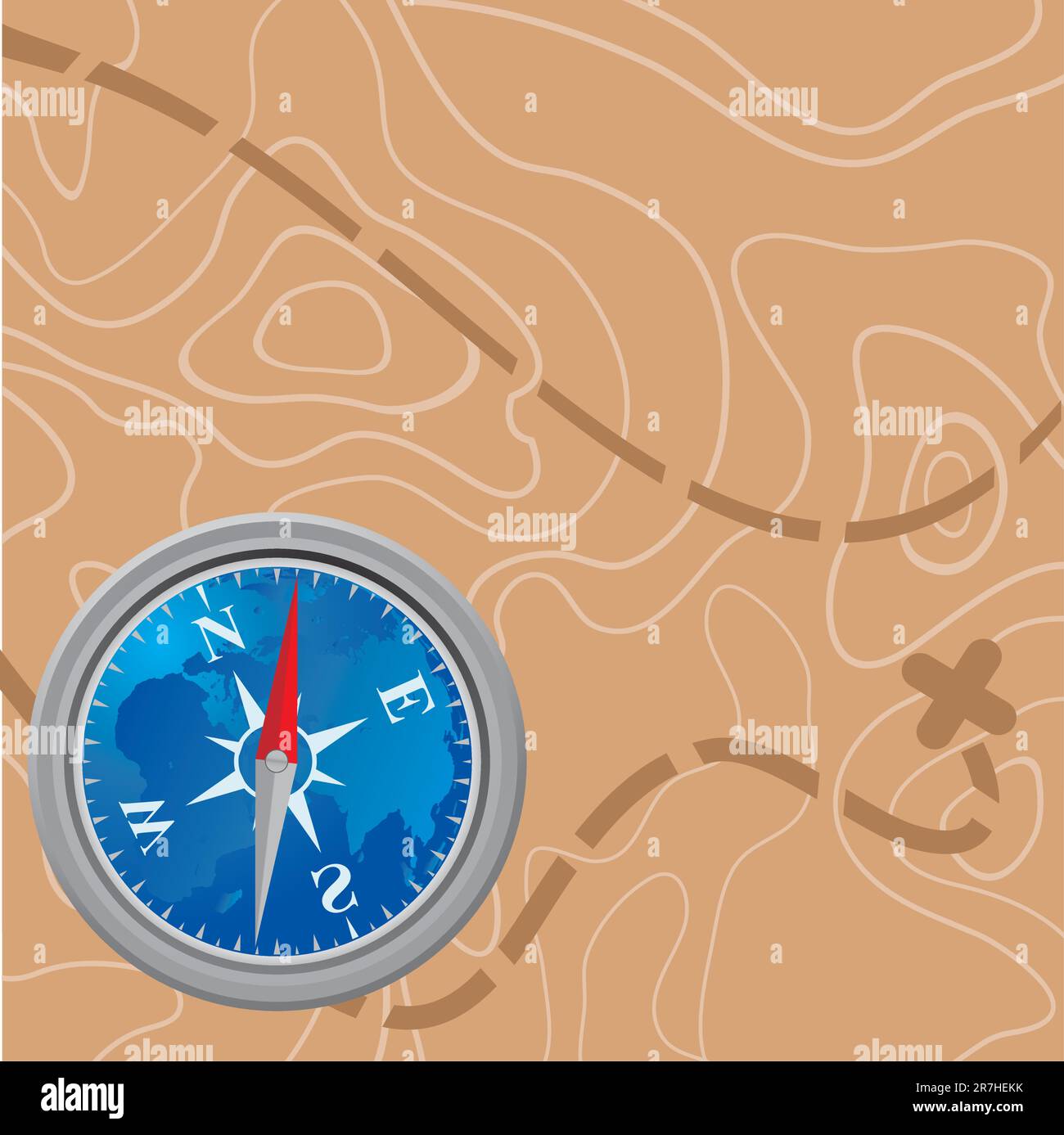 Map and compass. Vector illustration for you design Stock Vector Image ...