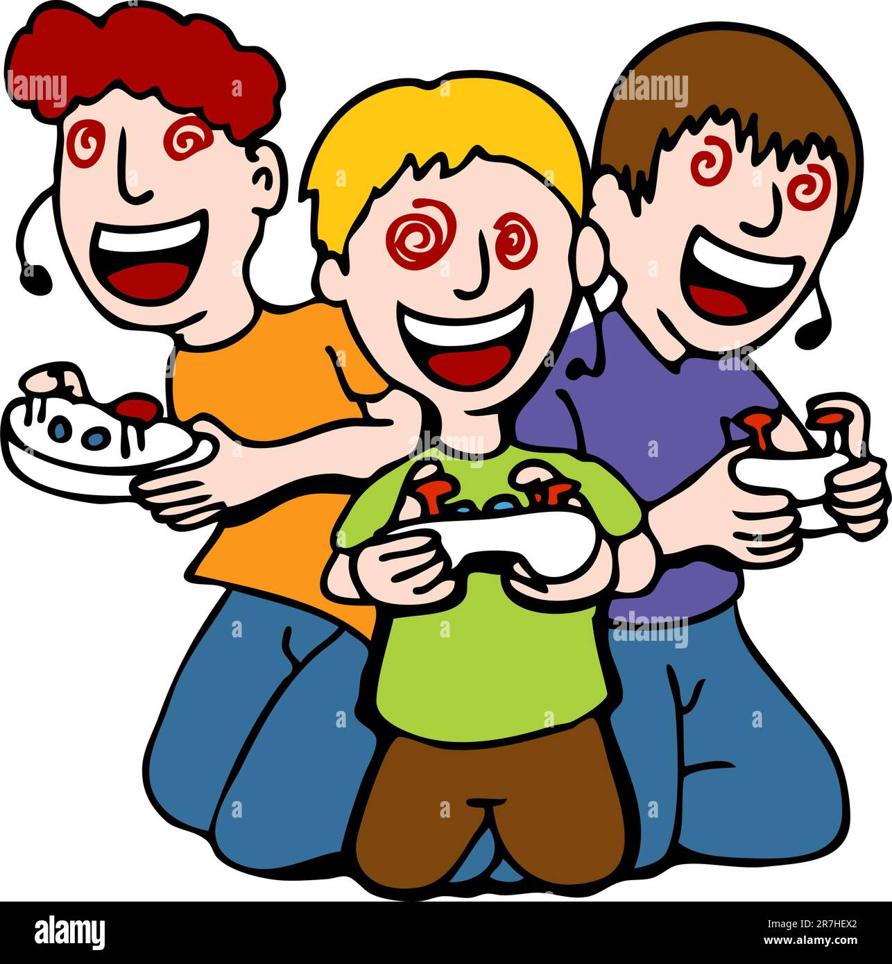An image of a three children mesmerized while playing video games Stock ...