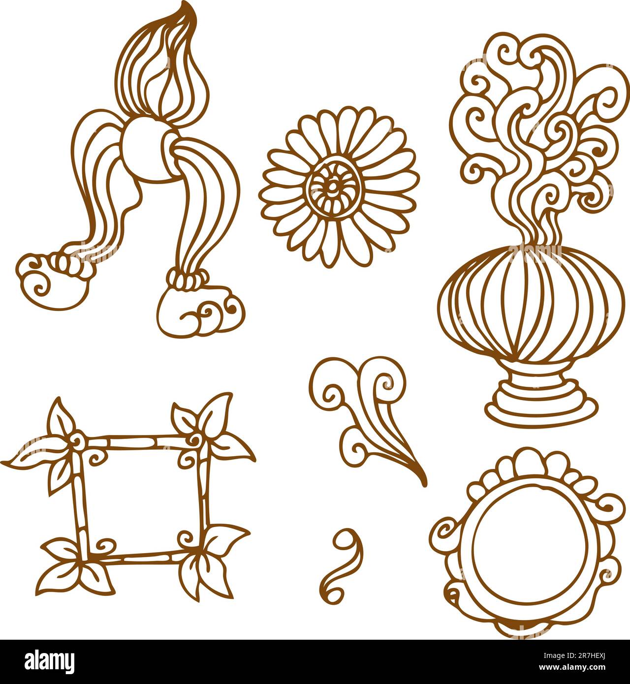 Oval frame floral elements Stock Vector Images - Alamy