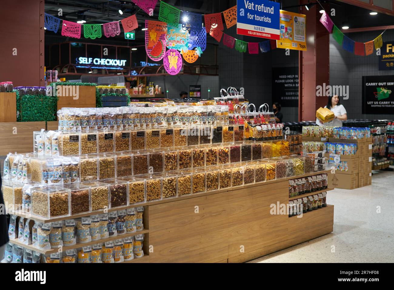 BANGKOK, THAILAND - CIRCA APRIL, 2023: interior shot of Tops Food Hall ...