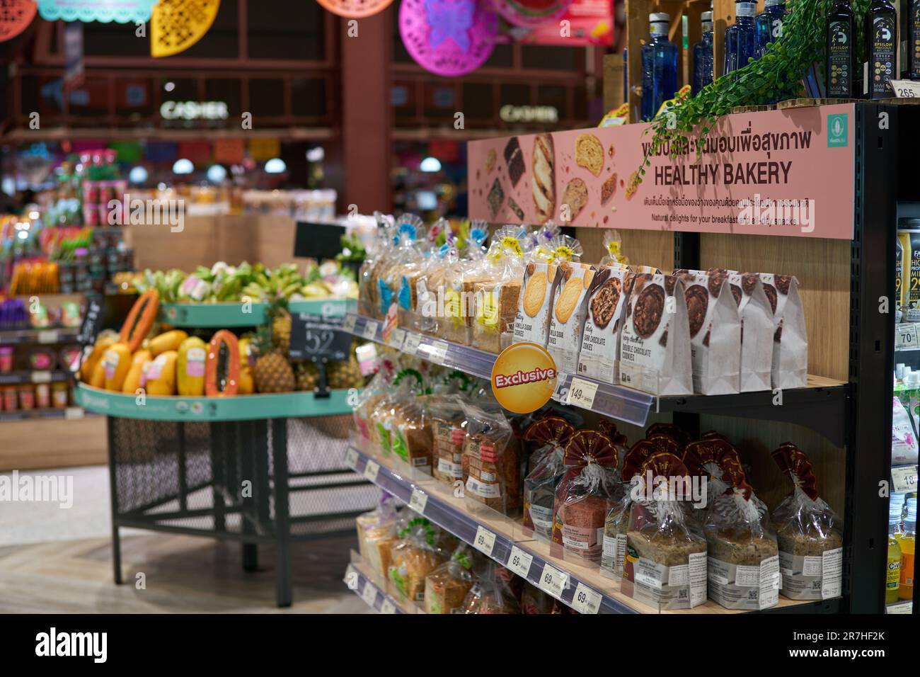 BANGKOK, THAILAND - CIRCA APRIL, 2023: interior shot of Tops Food Hall ...