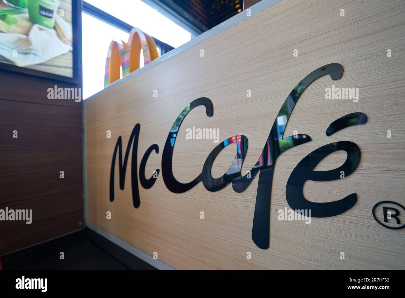 HO CHI MINH CITY, VIETNAM - CIRCA MARCH, 2023: close up shot of McCafe ...