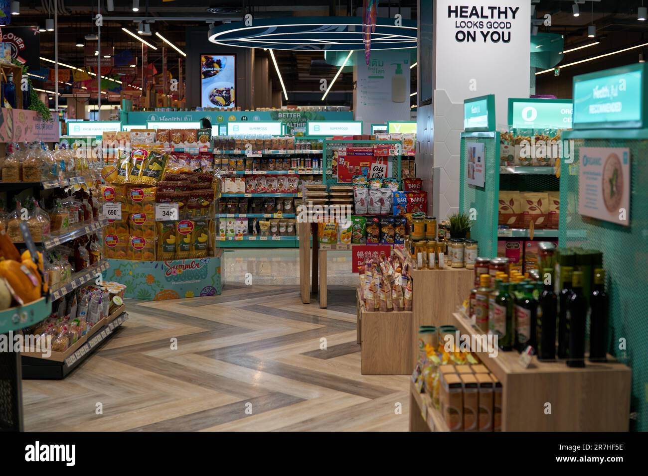 BANGKOK, THAILAND - CIRCA APRIL, 2023: interior shot of Tops Food Hall ...