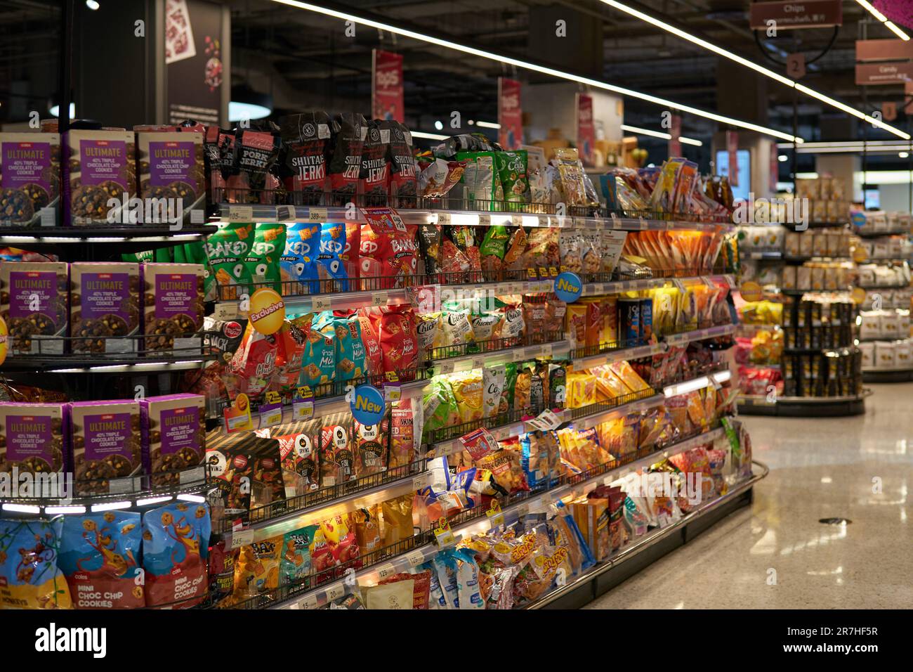 BANGKOK, THAILAND - CIRCA APRIL, 2023: interior shot of Tops Food Hall ...