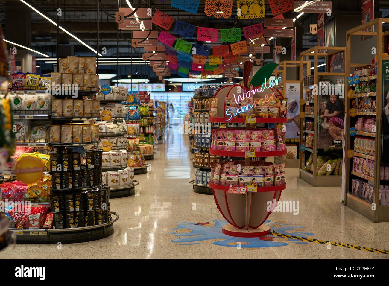 BANGKOK, THAILAND - CIRCA APRIL, 2023: interior shot of Tops Food Hall ...