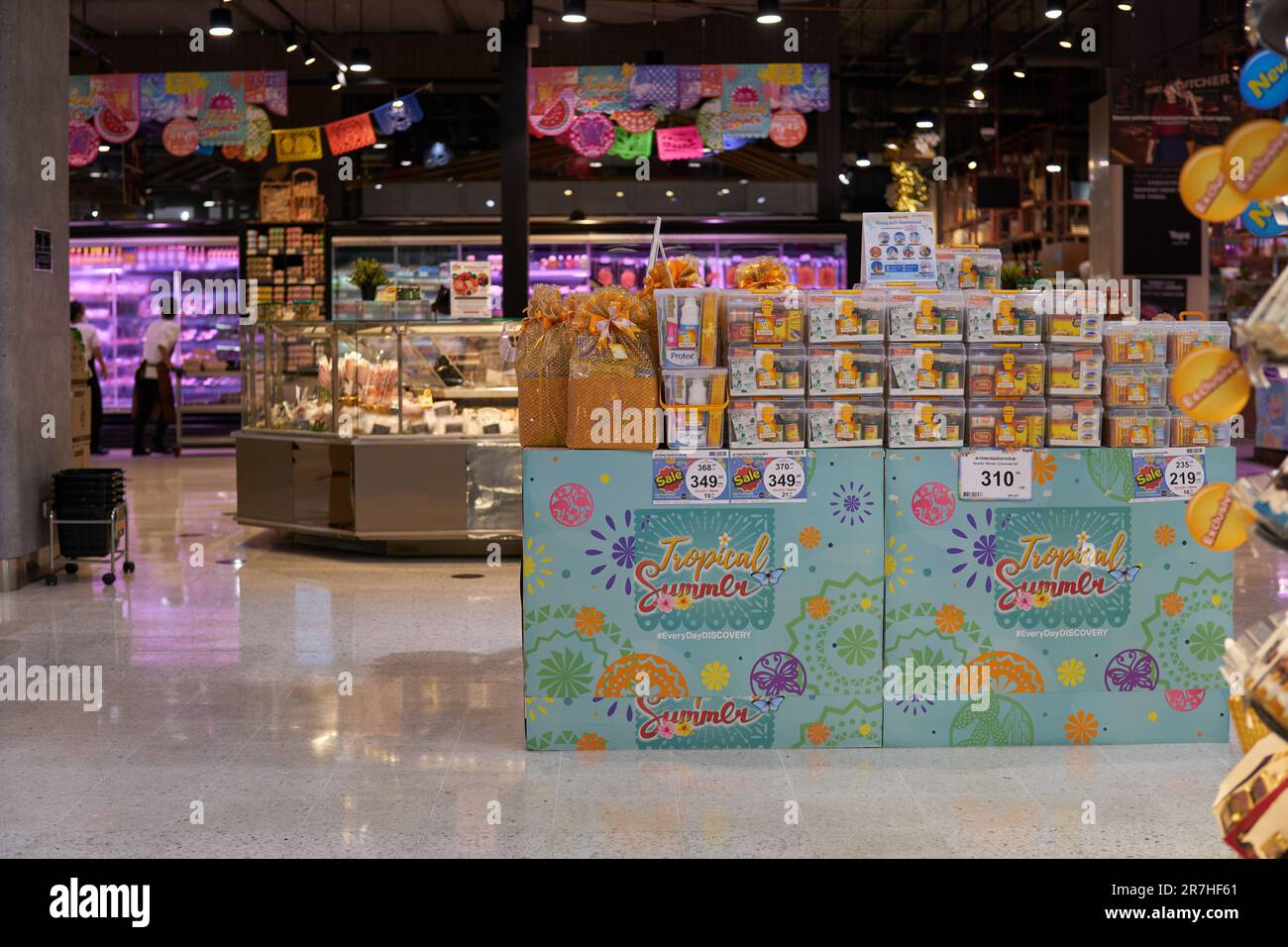 BANGKOK, THAILAND - CIRCA APRIL, 2023: interior shot of Tops Food Hall ...