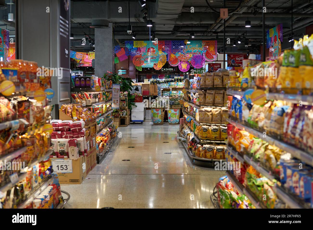 BANGKOK, THAILAND - CIRCA APRIL, 2023: interior shot of Tops Food Hall ...