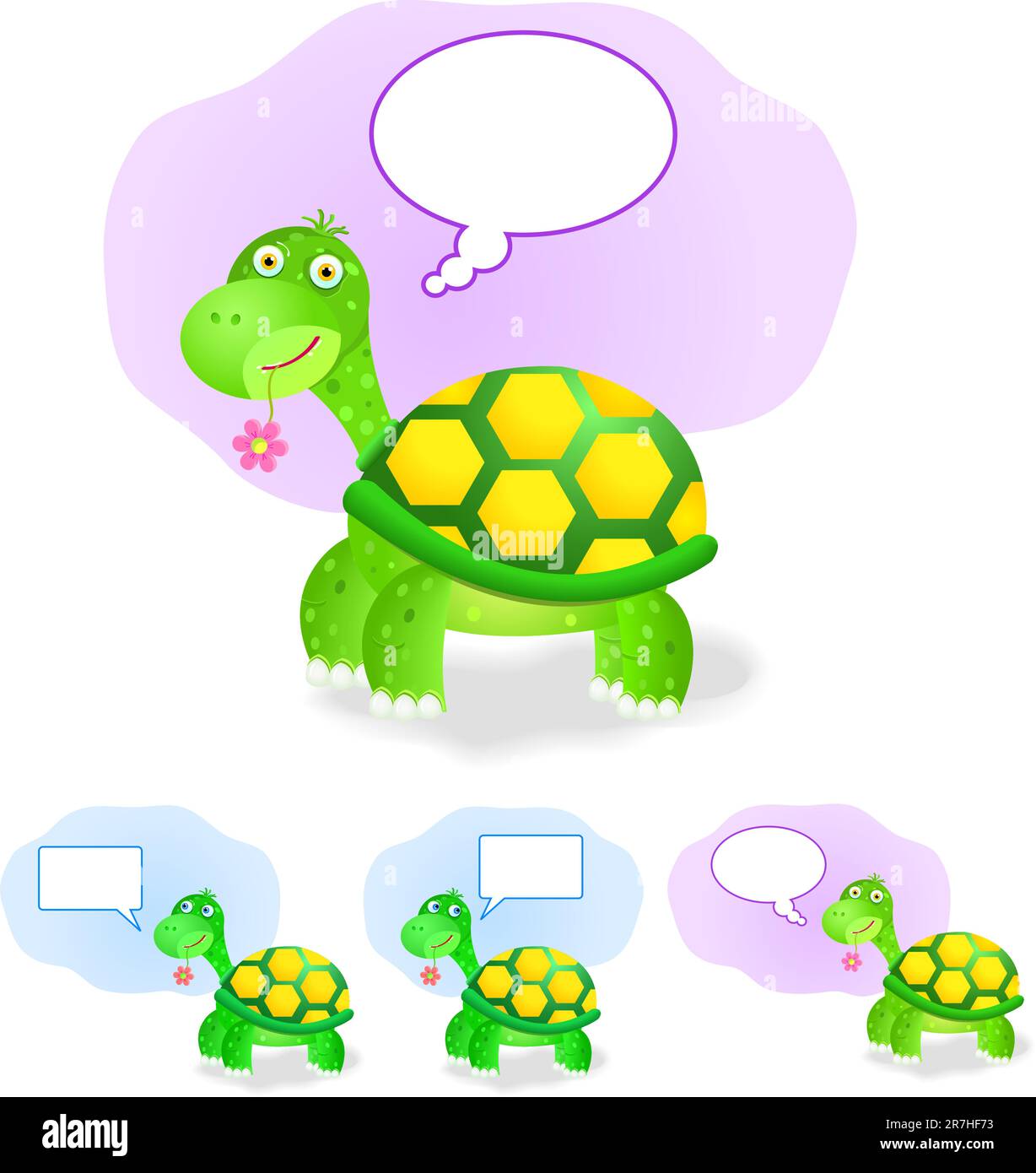 thinking turtle icon set with chat box isolated on white background ...