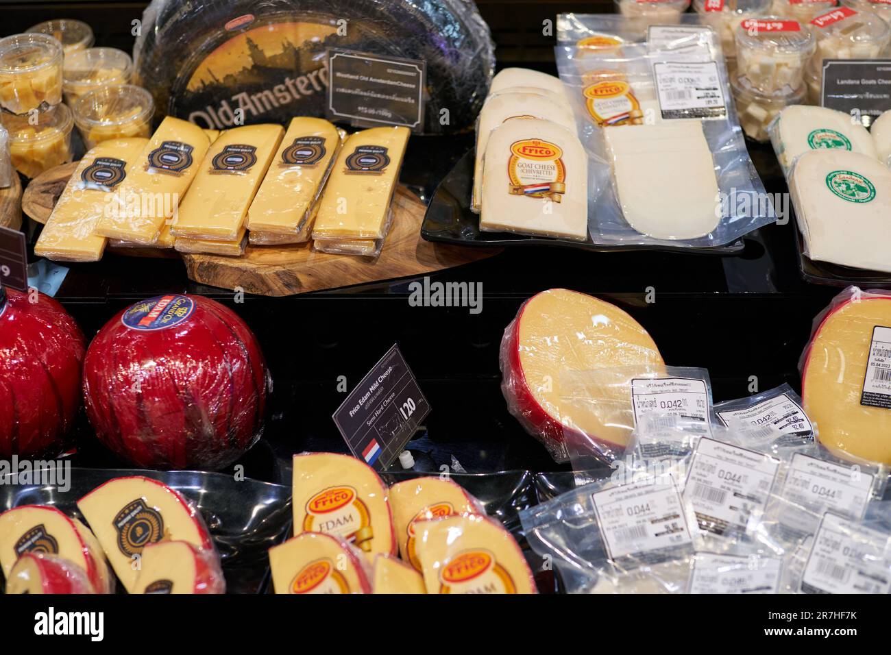 BANGKOK, THAILAND - CIRCA APRIL, 2023: various cheeses on display at ...