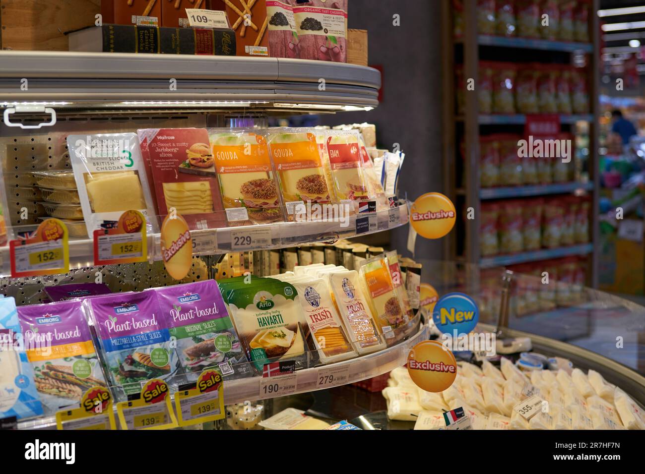 BANGKOK, THAILAND - CIRCA APRIL, 2023: various cheeses on display at ...