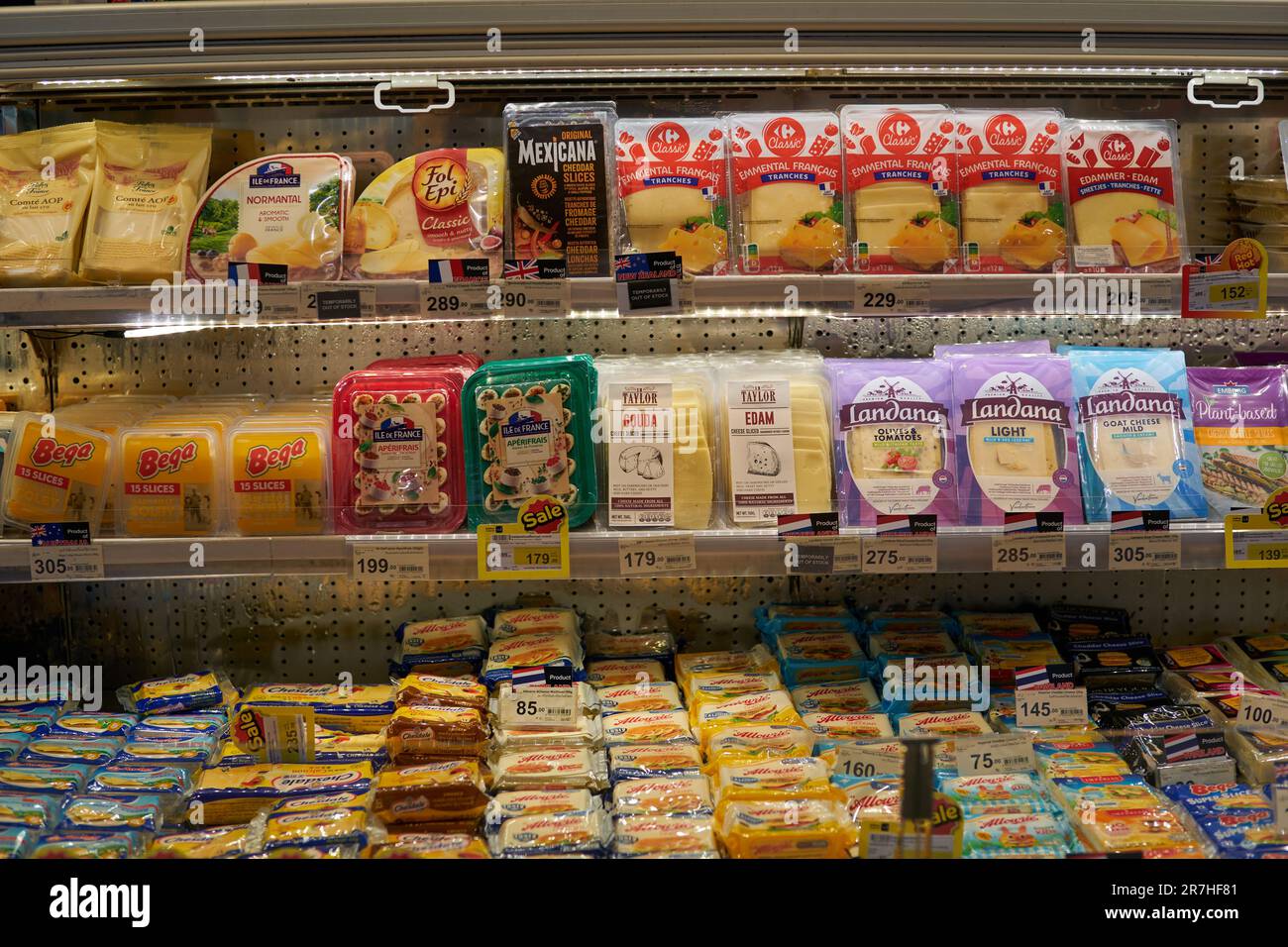 BANGKOK, THAILAND - CIRCA APRIL, 2023: various cheeses on display at ...