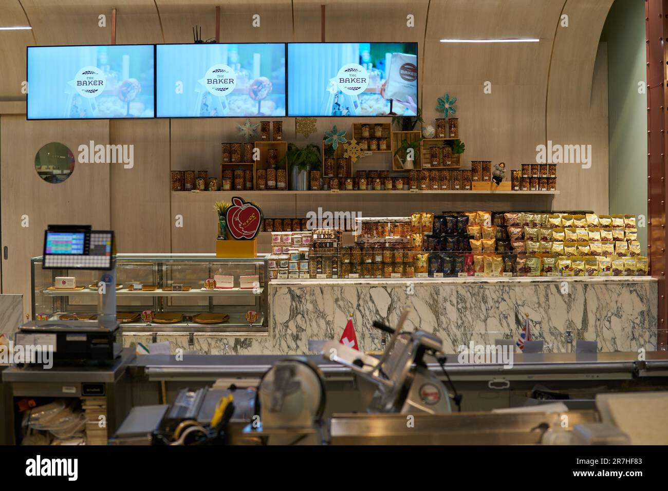 BANGKOK, THAILAND - CIRCA APRIL, 2023: interior shot of Tops Food Hall ...