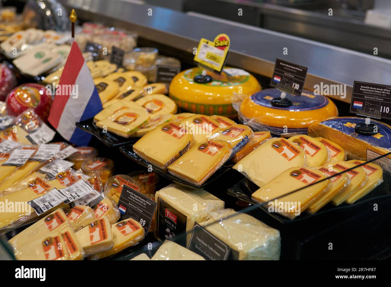 BANGKOK, THAILAND - CIRCA APRIL, 2023: various cheeses on display at ...
